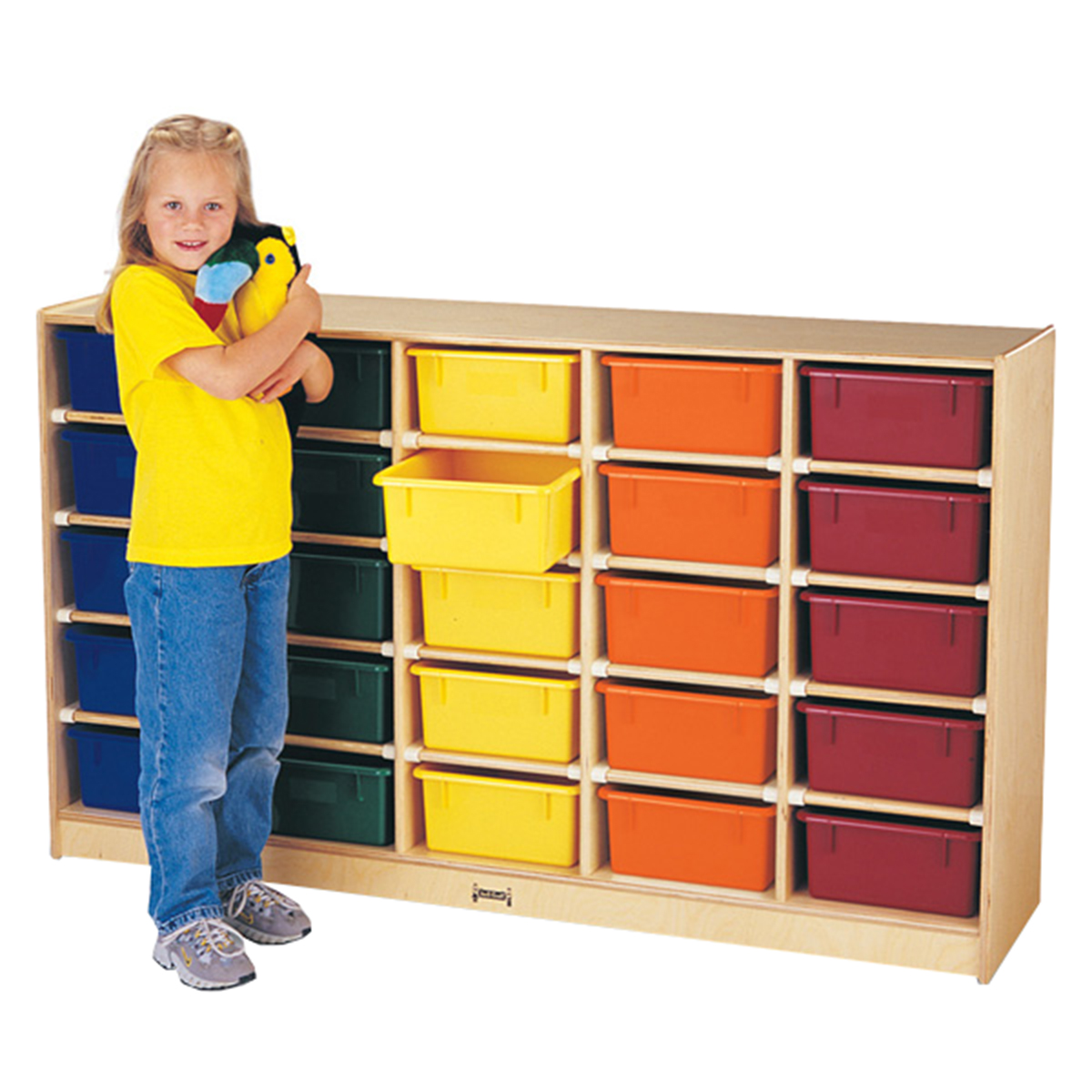 Mobile Birch Cubby Storage Unit - 25 Compartments w/ Assorted Color ...