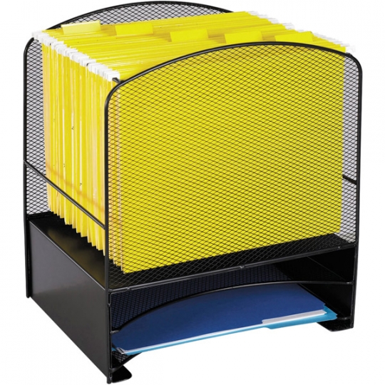 Onyx Mesh Hanging File Desk Organizer with with 2 Horizontal Sections ...