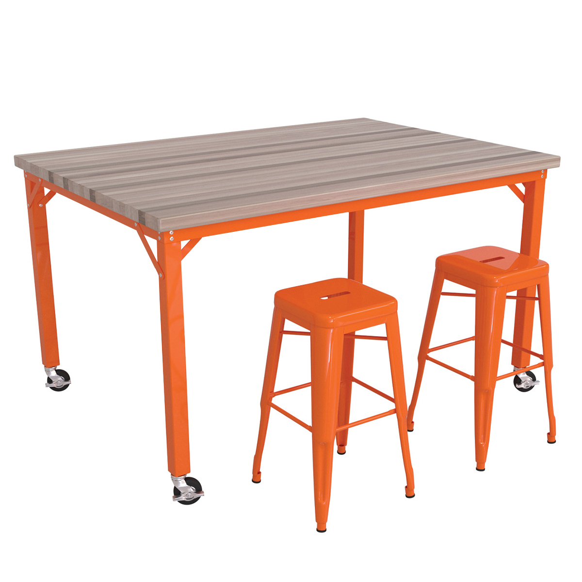 Brainstorm Workbench 24"W x 60"L x 34"H & Two 24" Stools | Schools In
