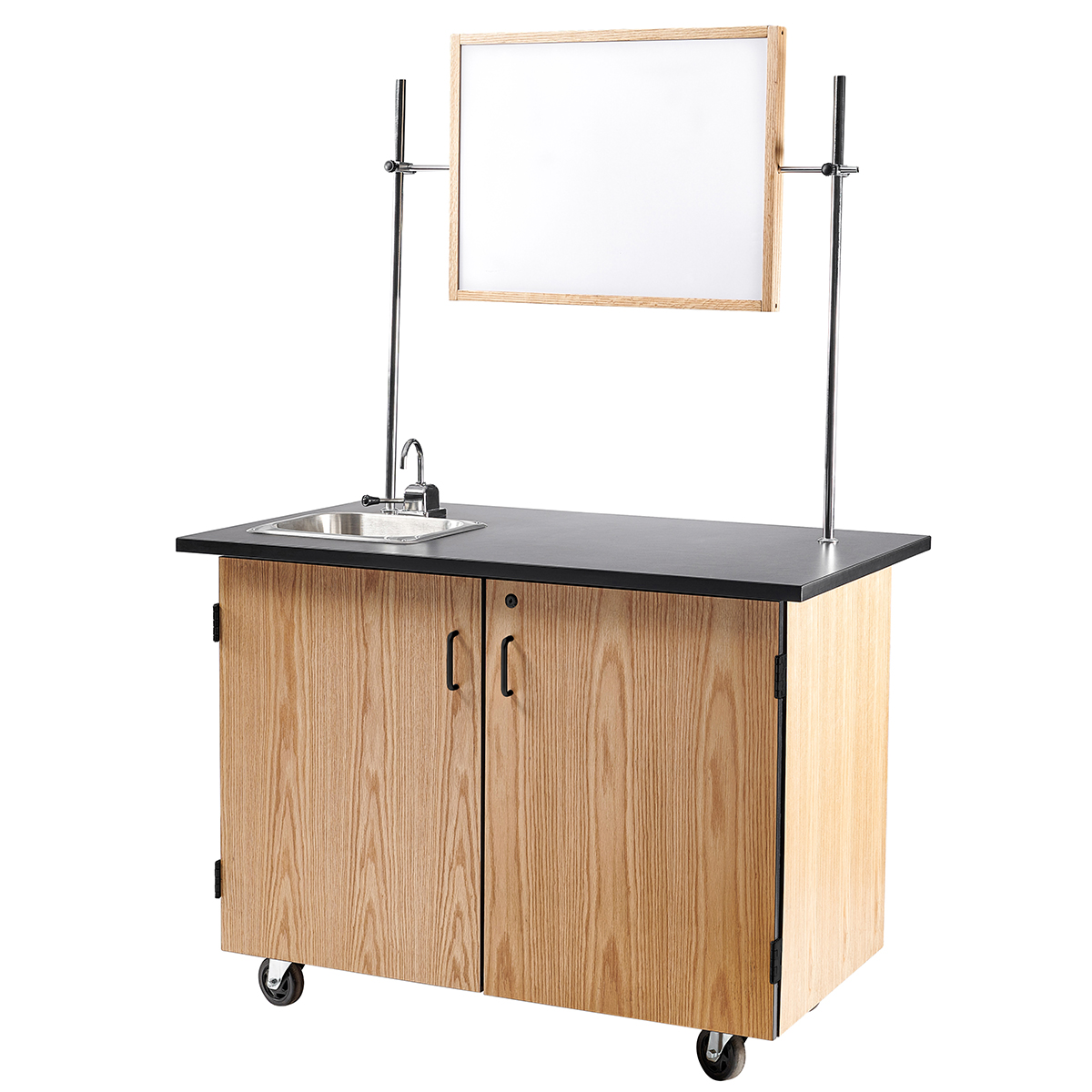MSC Series Mobile Science Cart w/ Shelves, Whiteboard/Mirror & Sink ...