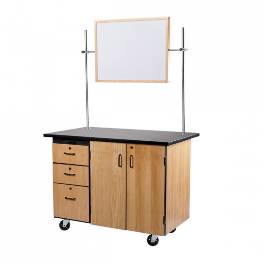 MSC Series Mobile Science Cart w/ Drawers, Pegboard & Whiteboard/Mirror ...