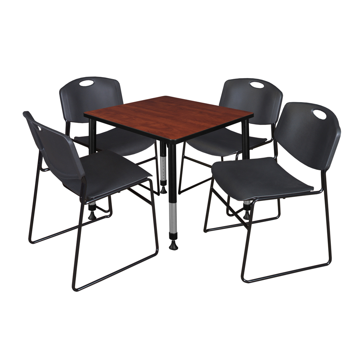Kee 30" Square Adjustable Height Table & Four Zeng Stack Chairs ...