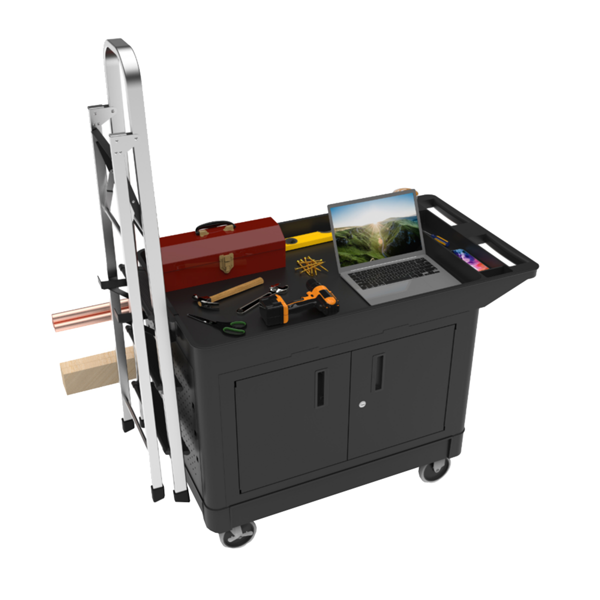 Heavy Duty Utility Work Cart with Cabinet | Schools In