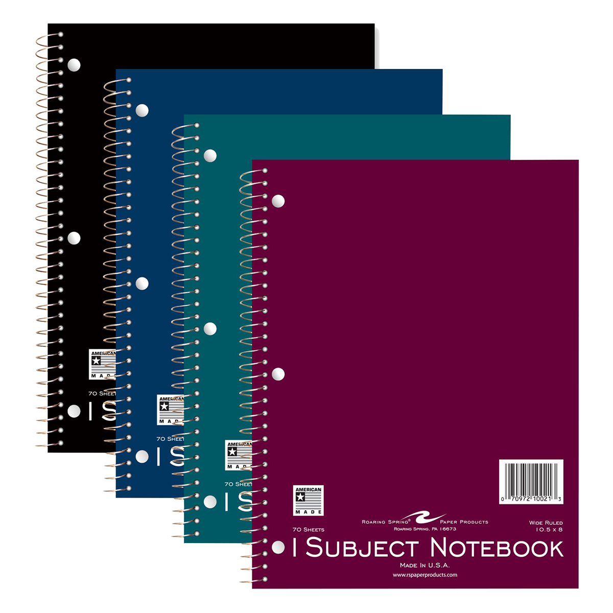 1-Subject Spiral Notebook - Wide Ruled - 10 1/2" x 8" - 70 Sheets ...