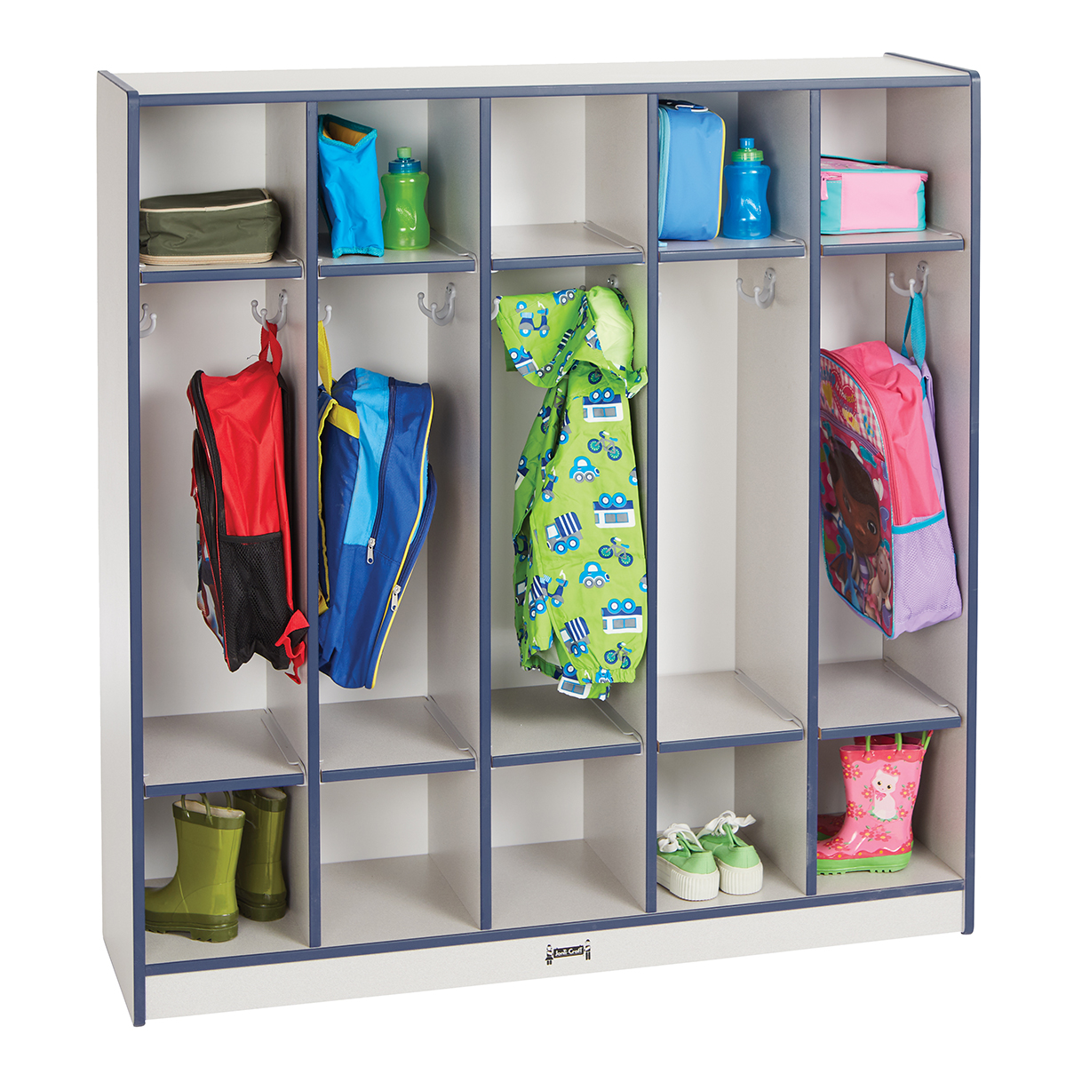 Rainbow Accents Coat Locker - Five Sections | Schools In
