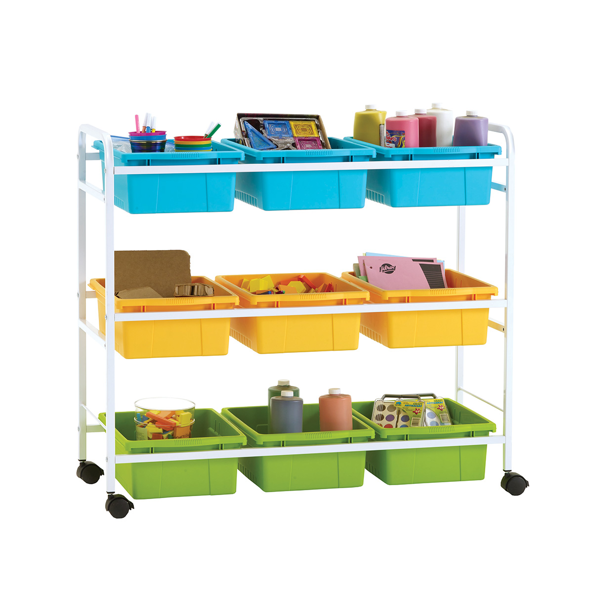Book Browser Cart - 9 Open Book Tubs - Vibrant Tub Combo | Schools In