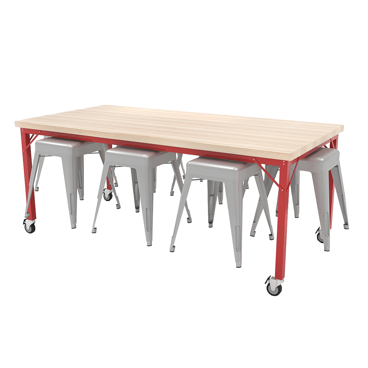 Brainstorm Workbench 36"W x 72"L x 30"H & Eight 18" Stools | Schools In