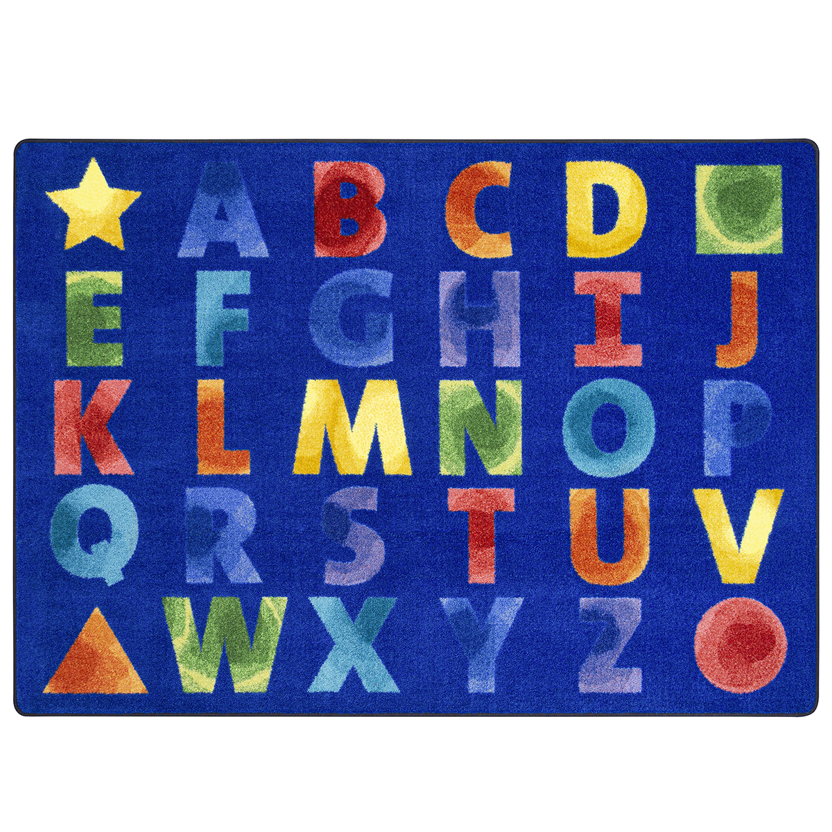 Watercolor Alphabet Rug - Rectangle - 7'8"W x 10'9"L | Schools In