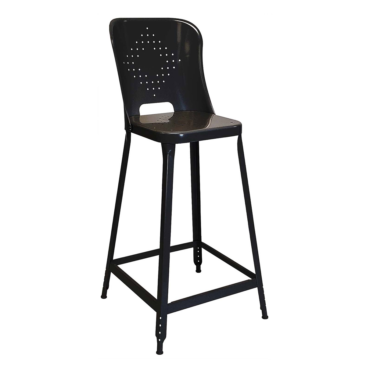 1901 Series Square Stool with Backrest - Steel Seat - 30" Seat Height ...