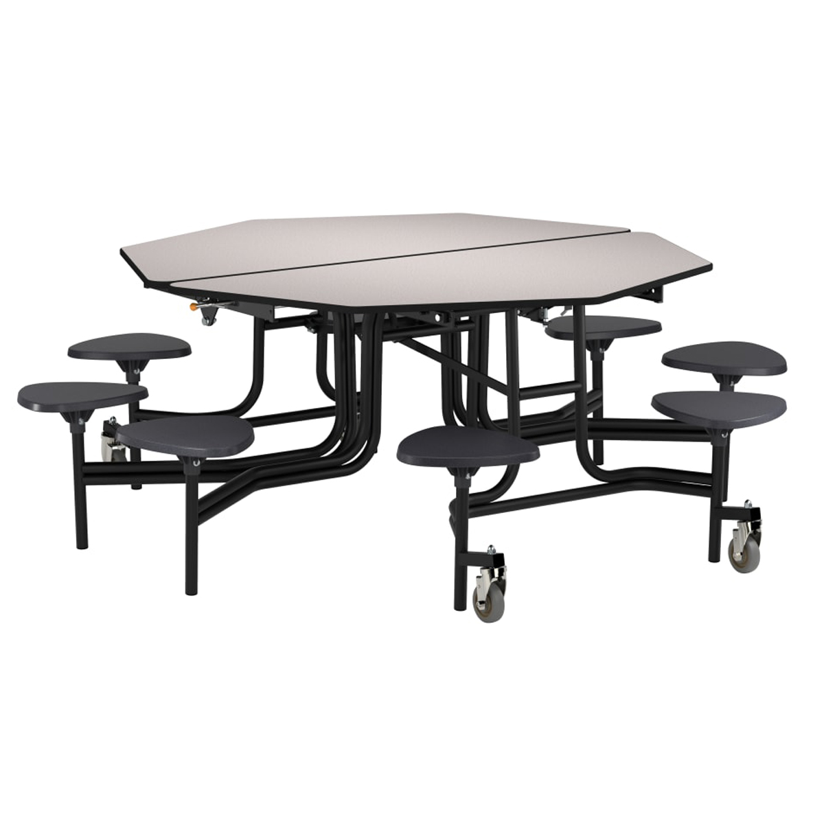 Octagon Mobile Cafeteria Table - 8 Stools - 60" Diameter | Schools In