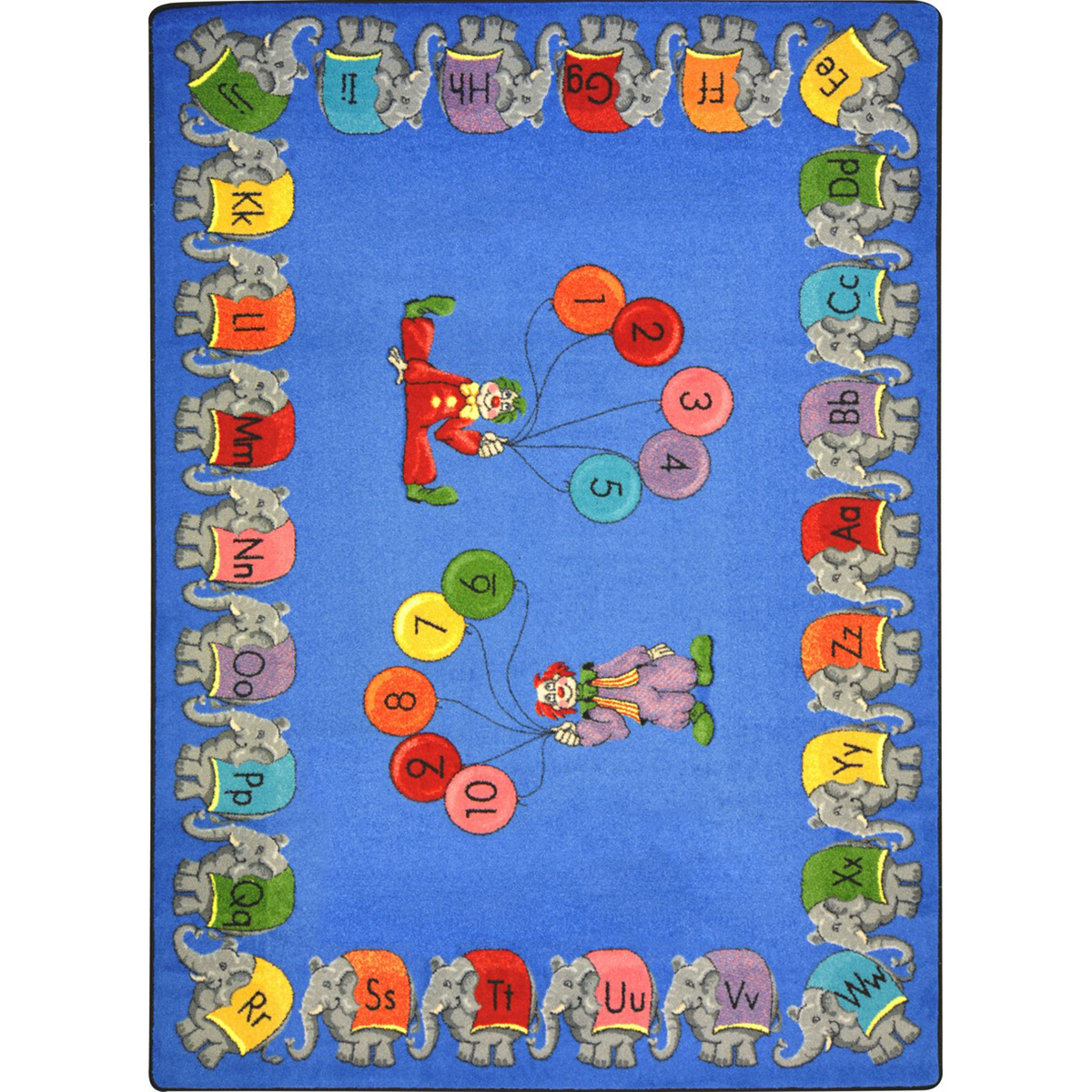 Circus Elephant Parade Rug - Rectangle - 3' 10"W x 5' 4"L | Schools In