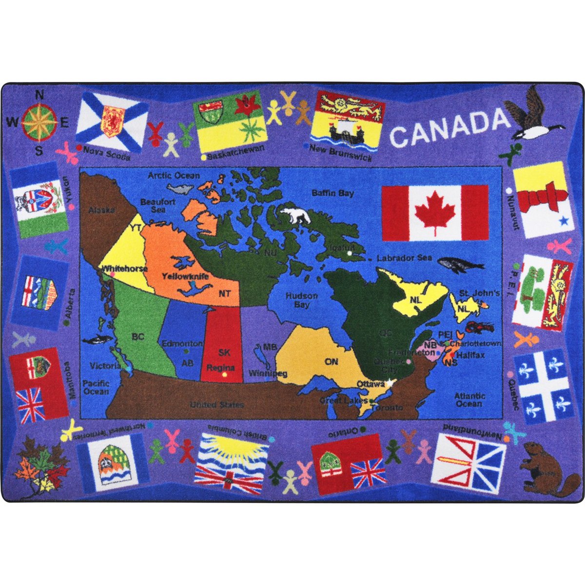 Flags of Canada Rug - Rectangle - 5' 4"W x 7' 8"L | Schools In