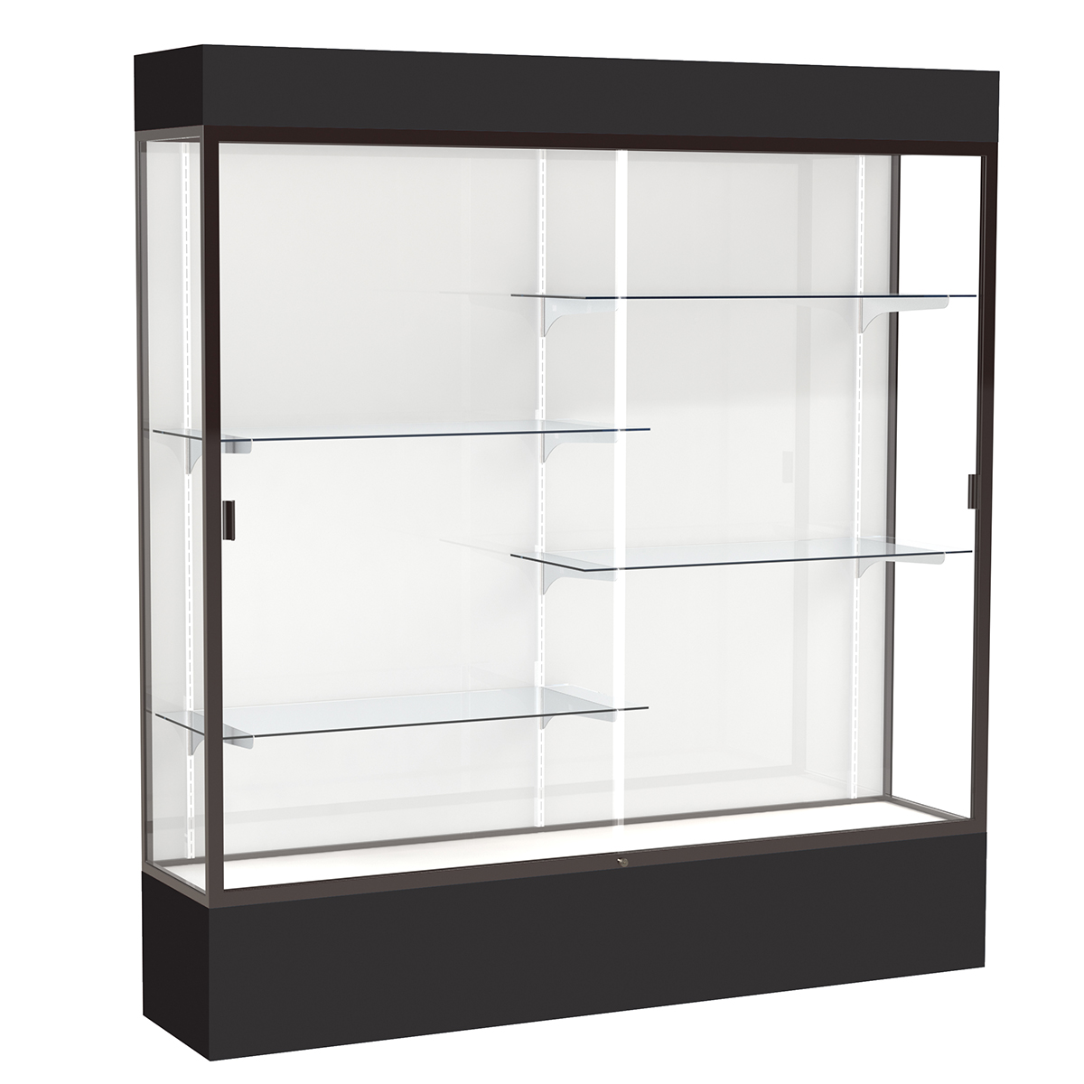 Spirit Series Lighted Floor Display Case - Laminate Backing - 72"W ...