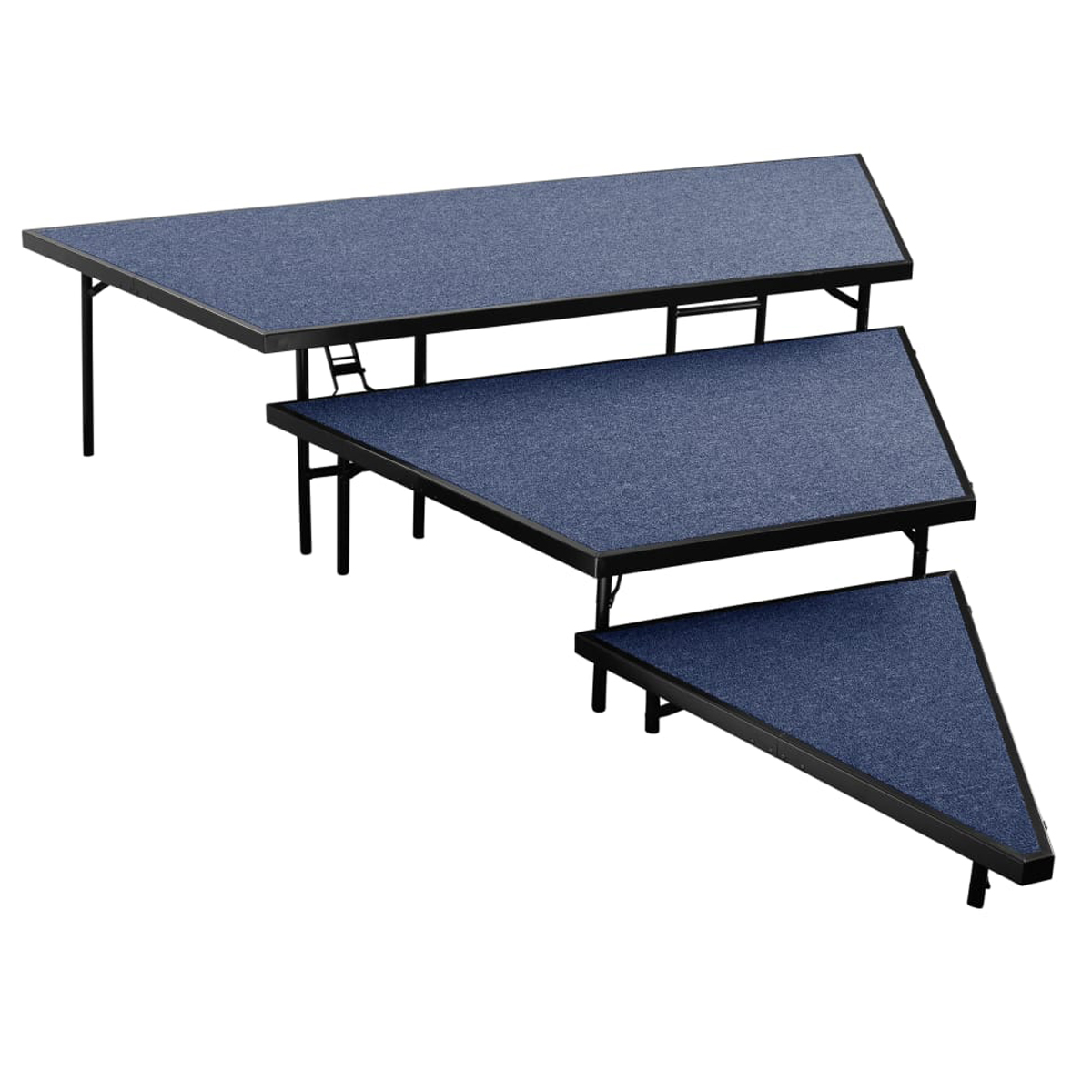 Stage Pie Riser - Carpet Deck - Three Tiers - 7'W x 9'D x 24"H | Schools In