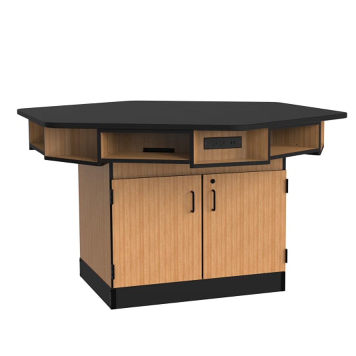 Hexagon Workstation w/ Book Boxes & Power Hubs - Phenolic Resin Top ...