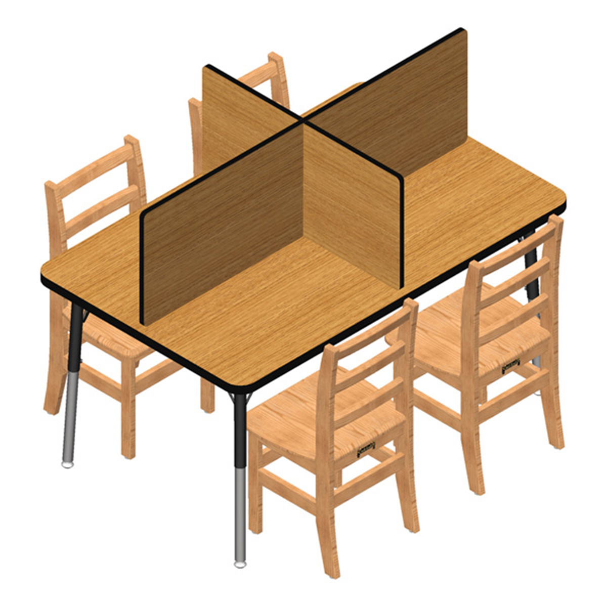 Berries Tabletop Study Carrel - 4 Student - Fits 30"W x 48"L Table ...