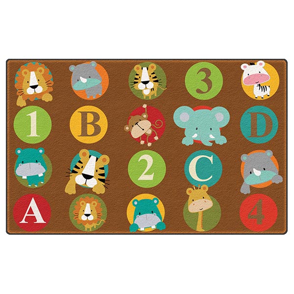 ABC and 123 Animals Rug - 7' 6"W x 12'L | Schools In