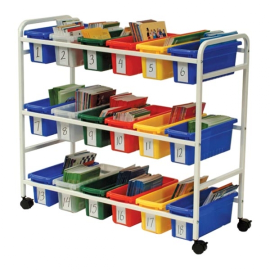 Leveled Reading Book Browser Cart - 18 Book Tubs | Schools In