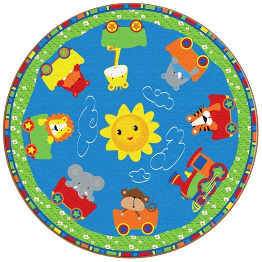 Cutie Train Rug - Round - 5'Dia | Schools In