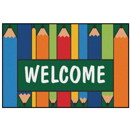 Colorful Pencils Welcome Rug - Rectangle - 3'W x 4' 6"L | Schools In