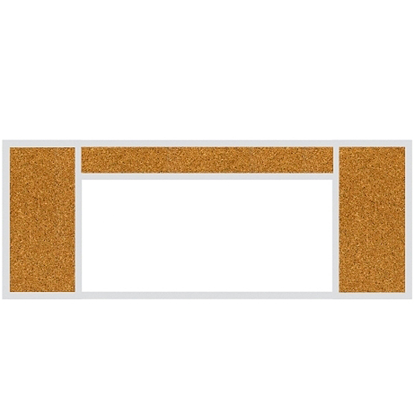 Whiteboard w/ Header and Two Side Tackboards - 4'H x 8'W | Schools In