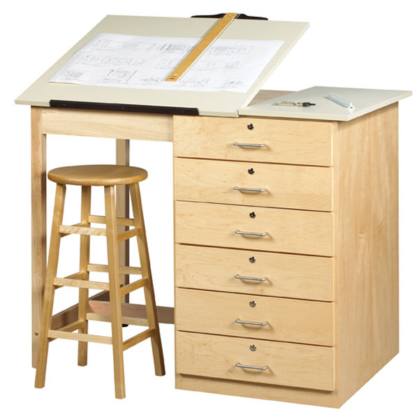 Large Drawing Table with Drawers - Two-Piece Top | Schools In
