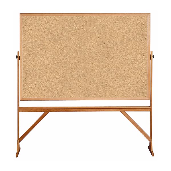 Mobile Reversible Cork Board - Wood Frame - 4'H x 6'W | Schools In
