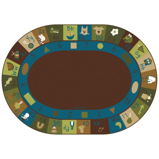 Learning Blocks Rug - Oval - 6'W x 9'L - Nature Colors | Schools In
