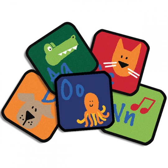 Learning Blocks Carpet Squares - Set of 26 - Primary Colors | Schools In