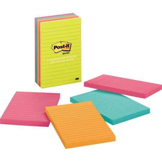 5 pk. - Post-it Notes Original Ruled Notepads - Cape Town - 4" x 6 ...