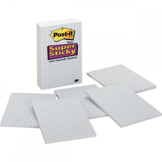 12 pk. - Post-it Grid-Lined Notepads - White w/ Blue Grid - 4" x 6 ...