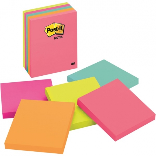 5 pk. - Post-it Notes Original Notepads - Assorted Colors - 4" x 4 ...