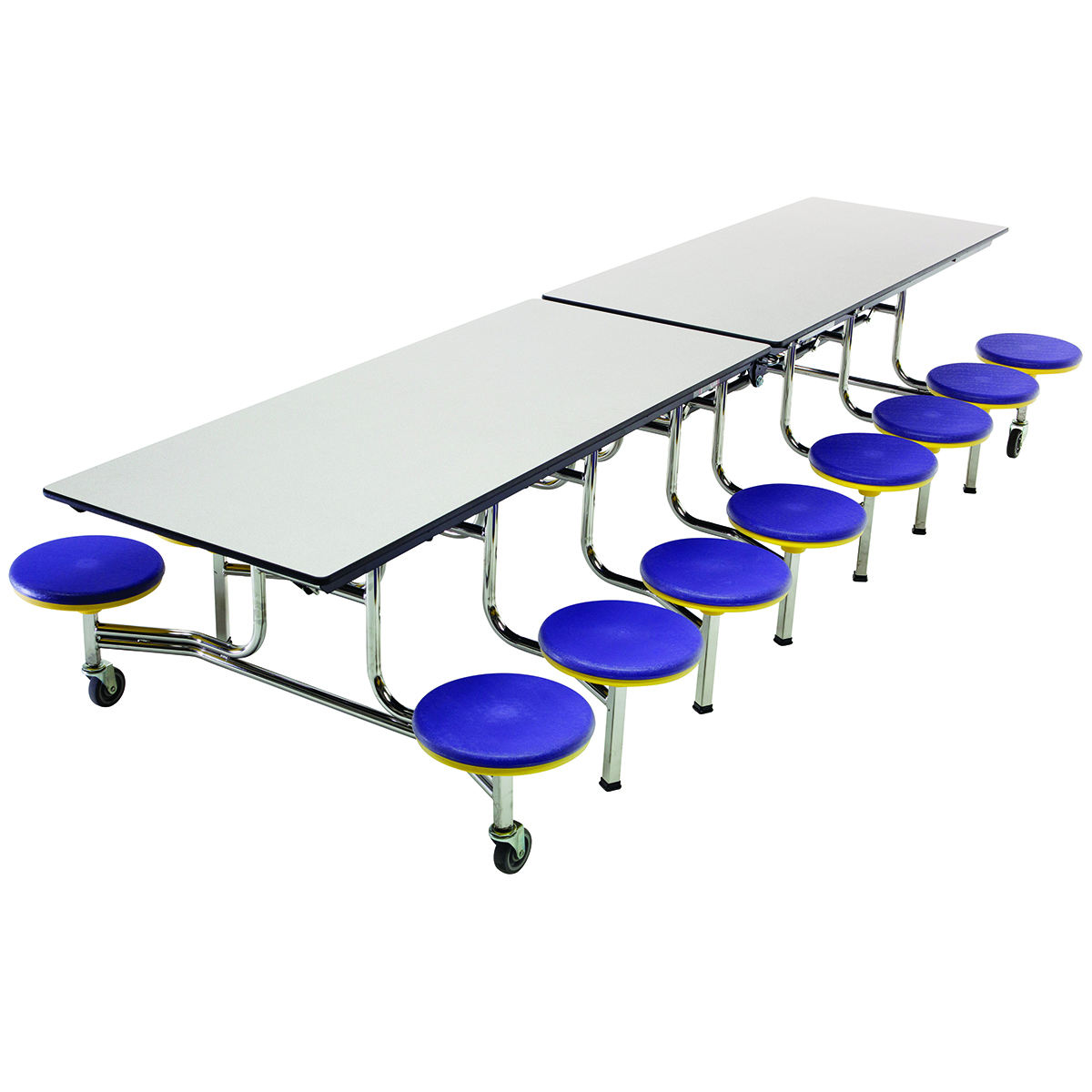 Mobile Stool Cafeteria Table - 12' 1"L - 16 Stools - AmTab | Schools In