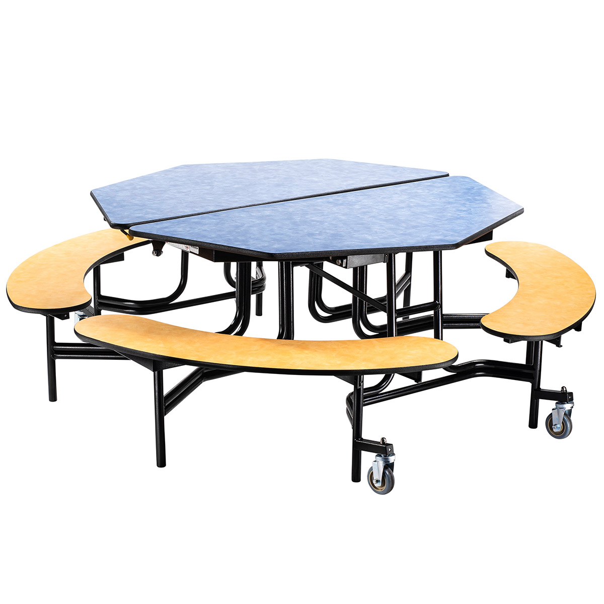 Octagon Mobile Bench Cafeteria Table - 60" Dia. | Schools In
