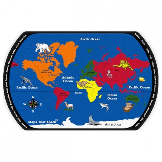 Maps That Teach Rug - 10' 9"W x 13' 2"L | Schools In