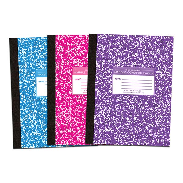 Colored Marble Notebook with Flex Cover - College Ruled - 80 Sheets ...