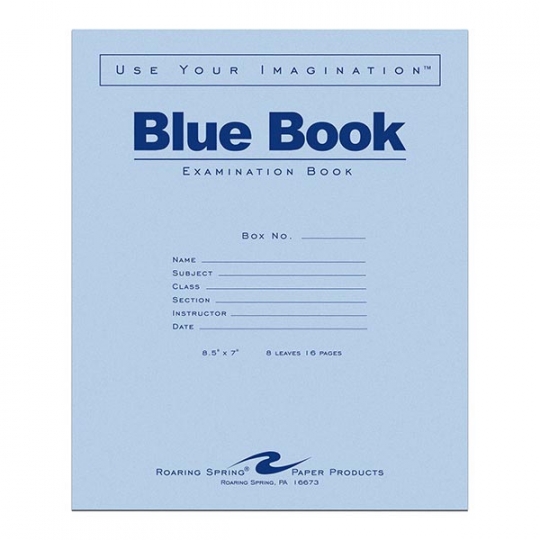 Blue Book Exam Book - Wide Ruled - 8 1/2" x 7" - 8 Sheets/16 Pages ...