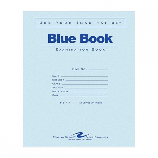 Blue Book Exam Book - Wide Ruled - 8 1/2" x 7" - 12 Sheets/24 Pages ...