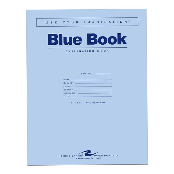 Blue Book Exam Book - Wide Ruled - 11" x 8 1/2" - 8 Sheets/16 Pages ...