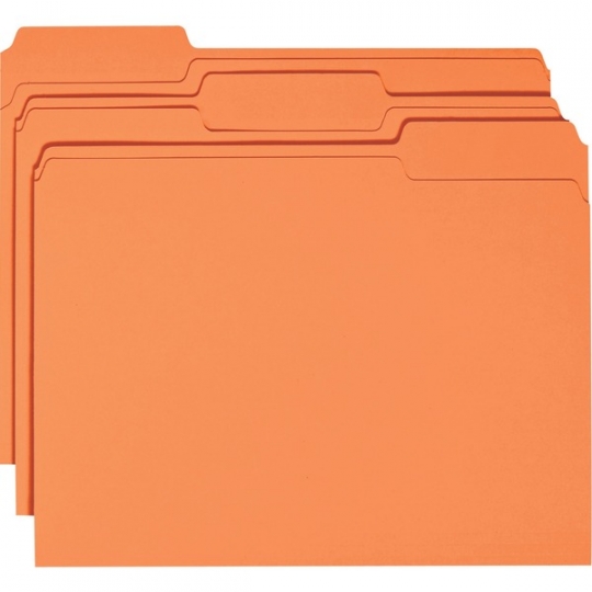 100 pk. - Smead 2-Ply 1/3 Tab Cut Recycled File Folders - Orange ...