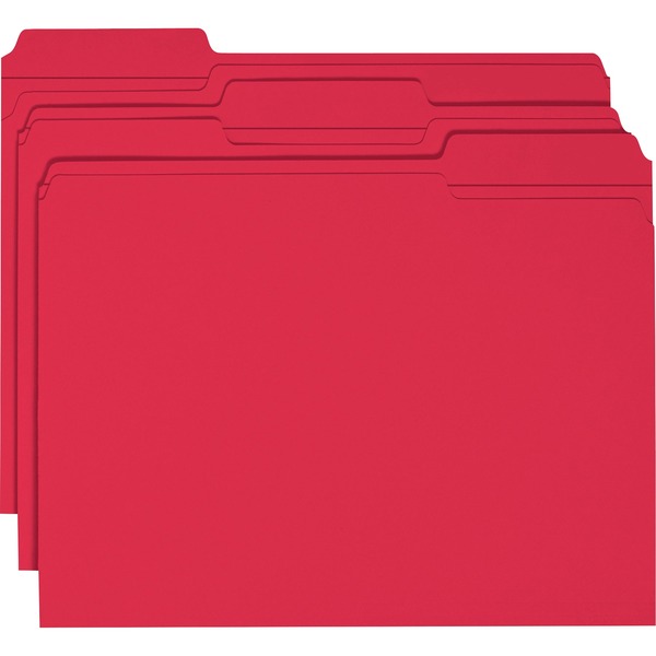 100 pk. - Smead 2-Ply 1/3 Tab Cut Recycled File Folders - Red - Top Tab ...