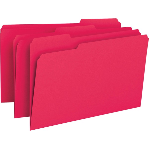 100 pk. - Smead 1/3 Tab Cut Legal File Folders - Red - Top Tab ...