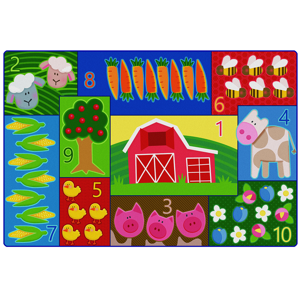 Toddler Farm Counting Rug - Rectangle - 4'W x 6'L | Schools In