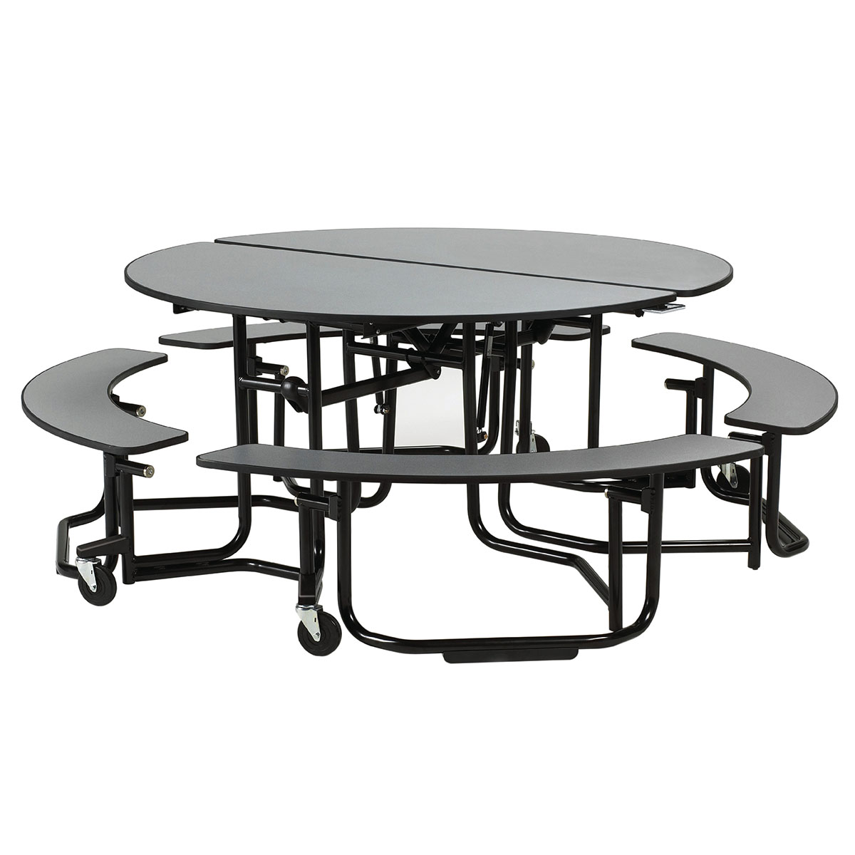 Uniframe Round Mobile Split Bench Cafeteria Table - 81"Dia | Schools In
