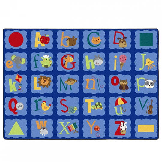 Alphabet Blues Rug - Rectangle - 7' 8"W x 10' 9"L | Schools In