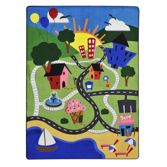 Happy Town Rug - Rectangle - 5' 4"W x 7' 8"L | Schools In