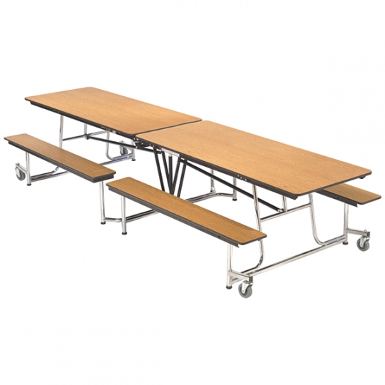 Mobile Bench Cafeteria Table - 30"W x 12' 1"L | Schools In
