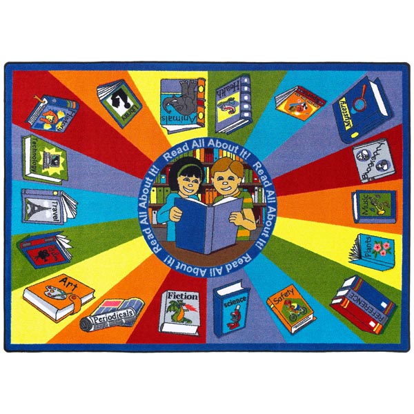 Read All About It Rug - Rectangle - 5' 4"W x 7' 8"L | Schools In