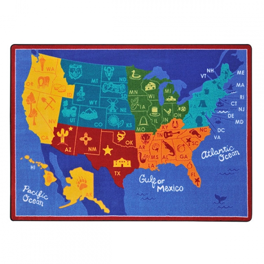 States of the Nation Rug - Rectangle - 5' 4"W x 7' 8"L | Schools In