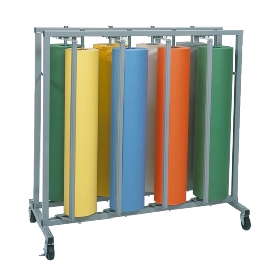 Mobile 8-Roll Vertical Paper Rack with Cutter | Schools In